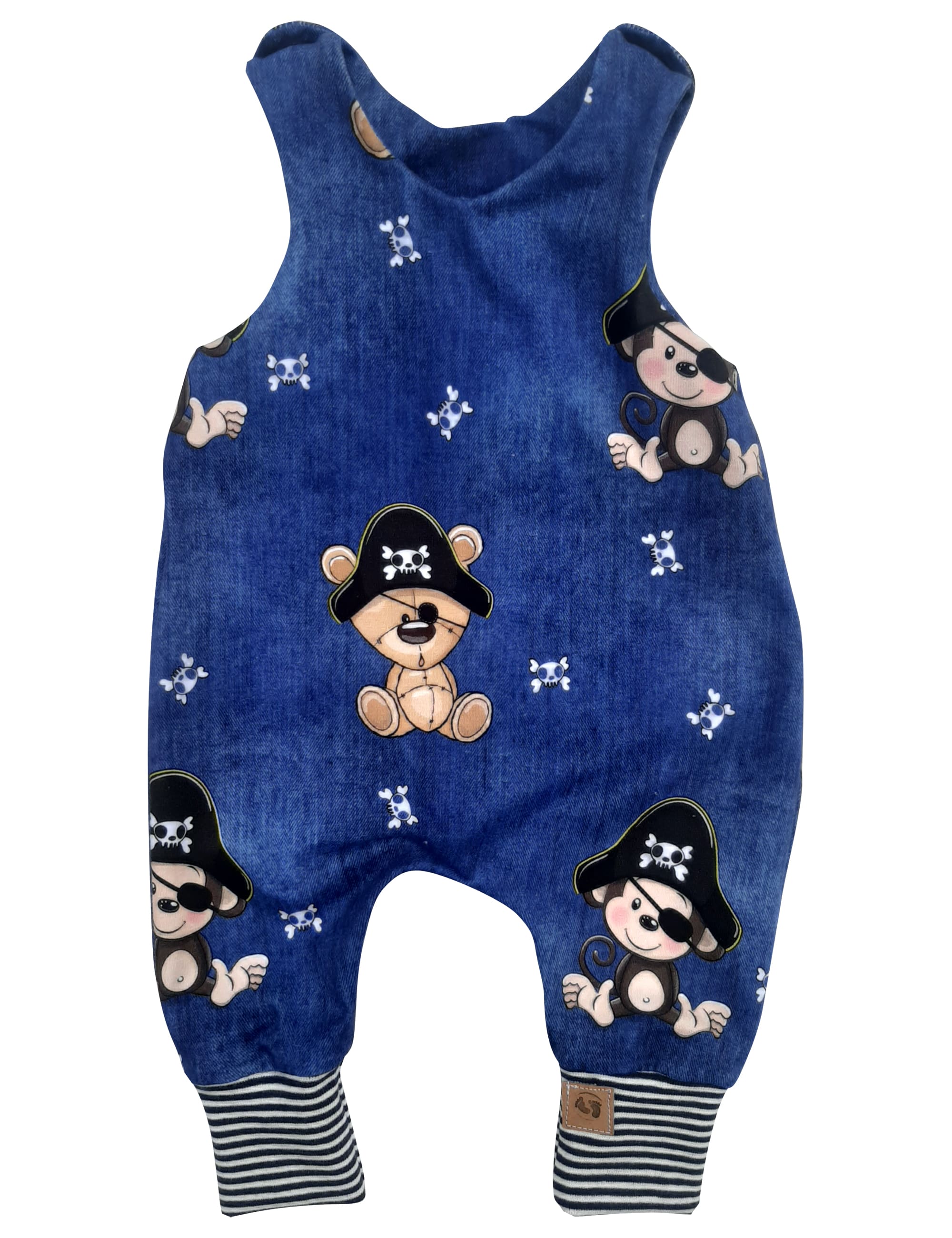 Land-Juwelen Strampler Bär Streifen Handmade blau | Baby-Sweets.de