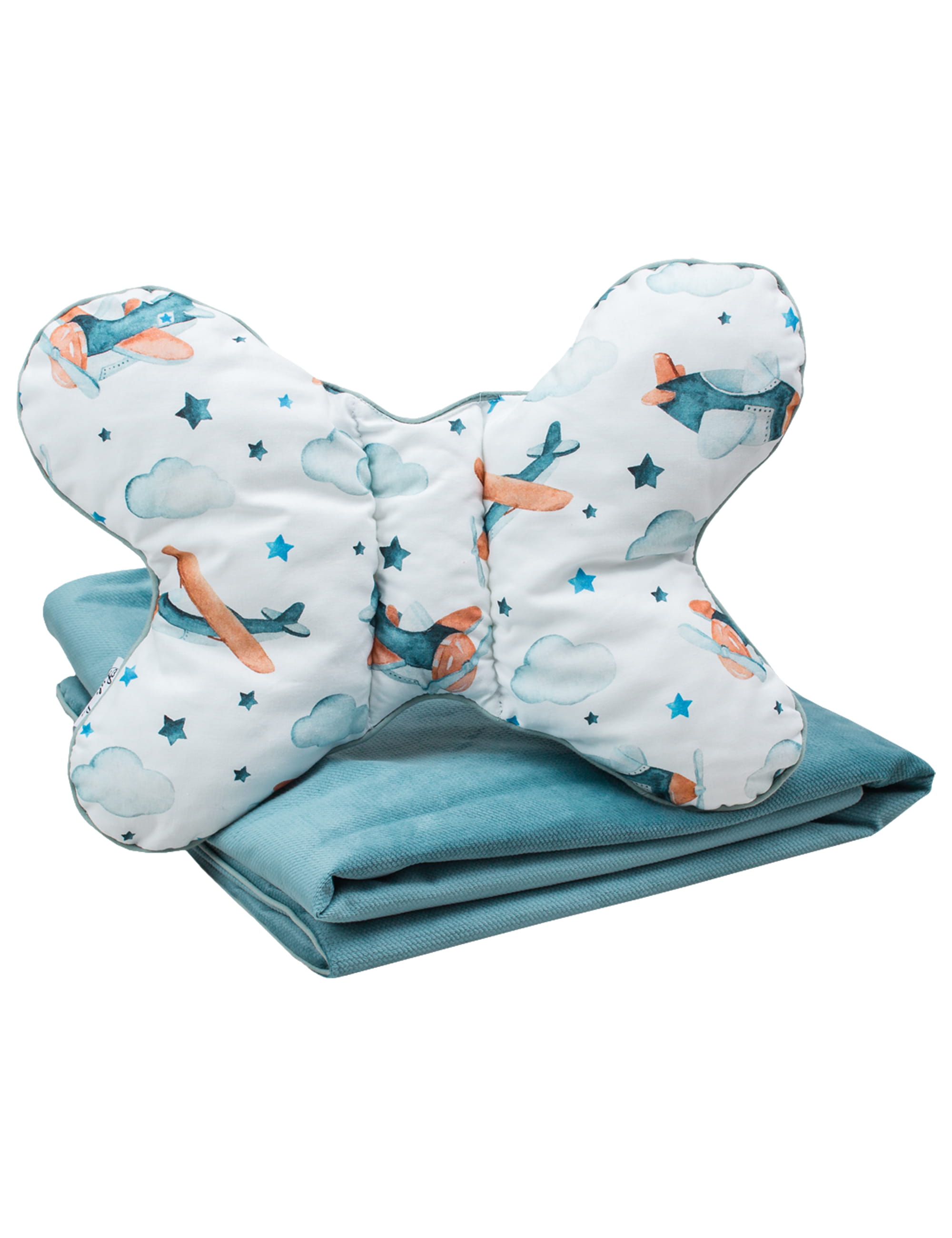 Luli Lu 2 Teile Set Flugzeug Gefüttert 70x100 cm blau | Baby-Sweets.de