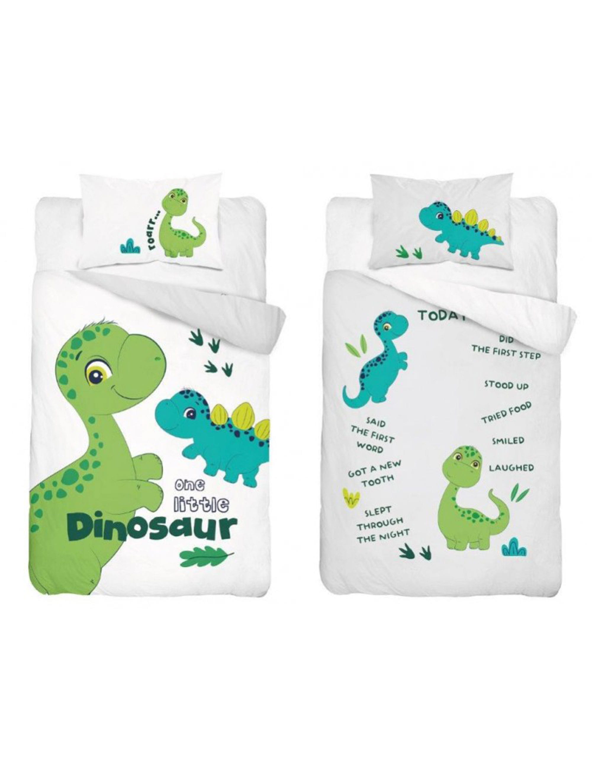 tex idea GmbH Bettwäsche Dino 135x100 cm weiß | Baby-Sweets.de