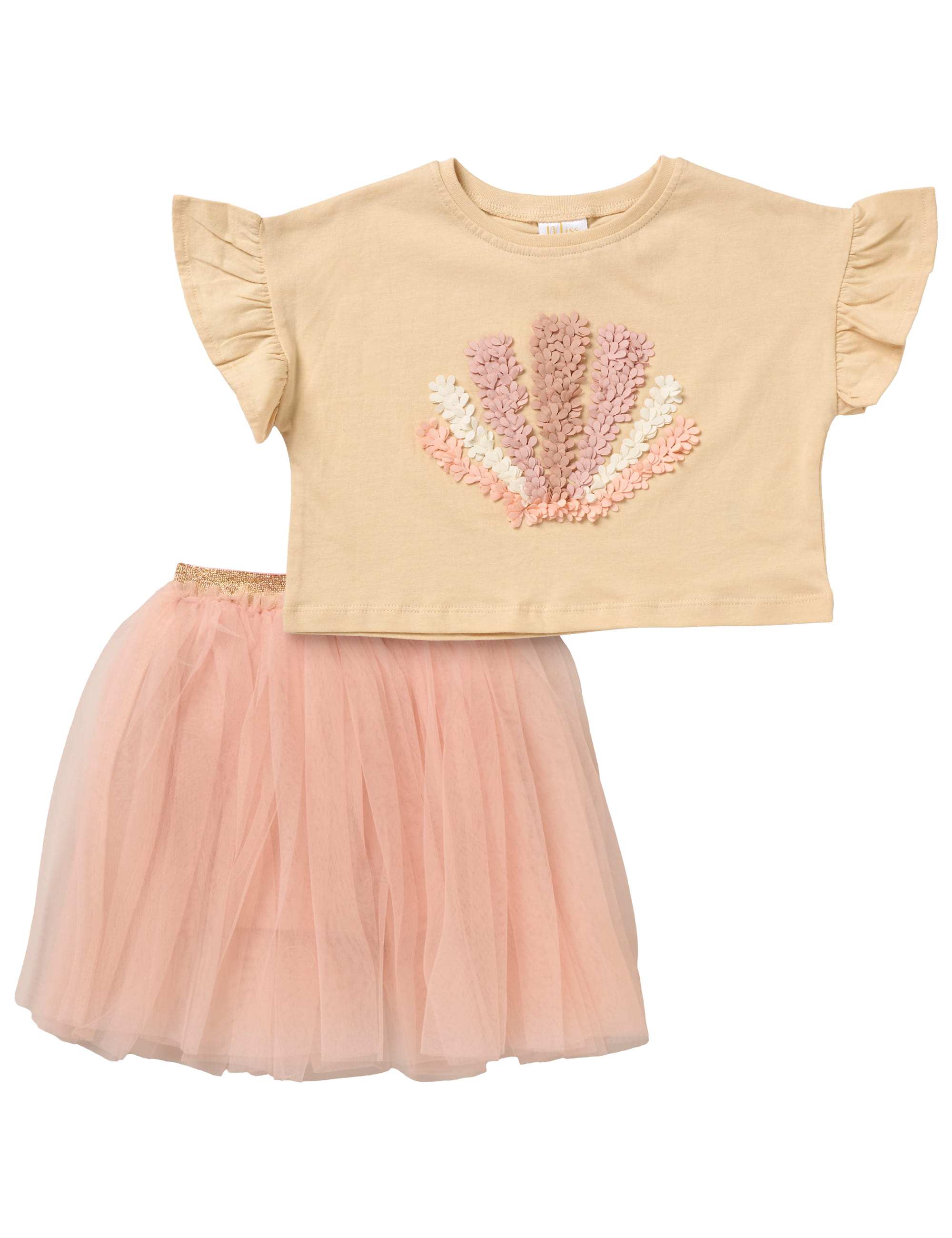 Miss 2 Teile Set Muschel Rüschen 3-6 Jahre beige | Baby-Sweets.de
